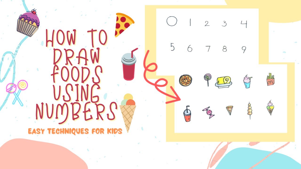 How to draw foods using numbers | For Kids - YouTube