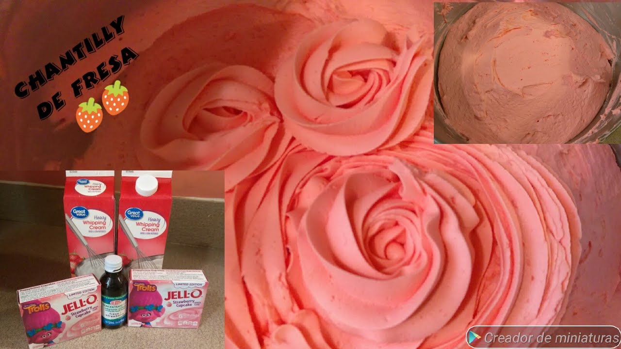 CHANTILLY DE FRESA CON PUDDING MUY CREMOSITO...RICO Y FÁCIL CON 3 ...