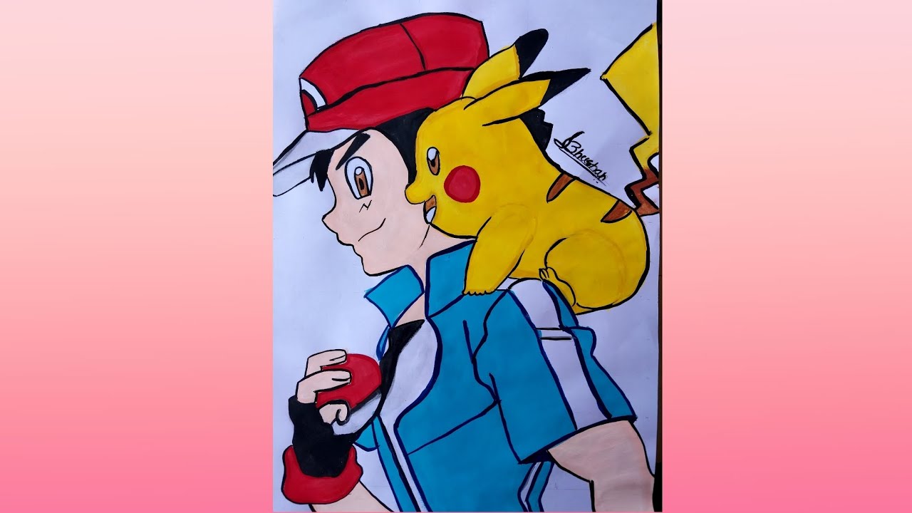 How to draw Ash and Pikachu - Step by step || Beginners drawing ...
