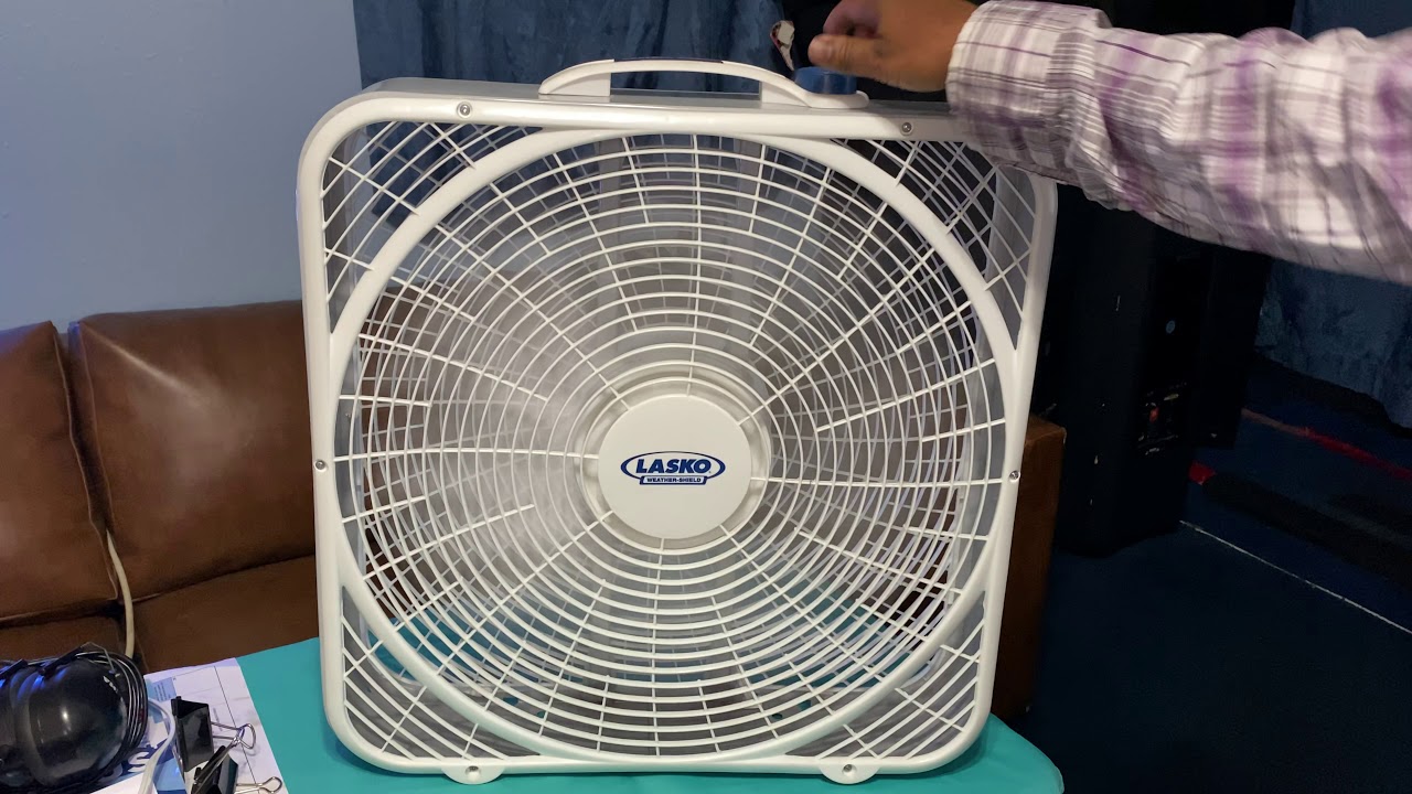 Lasko weather shield box fan - YouTube