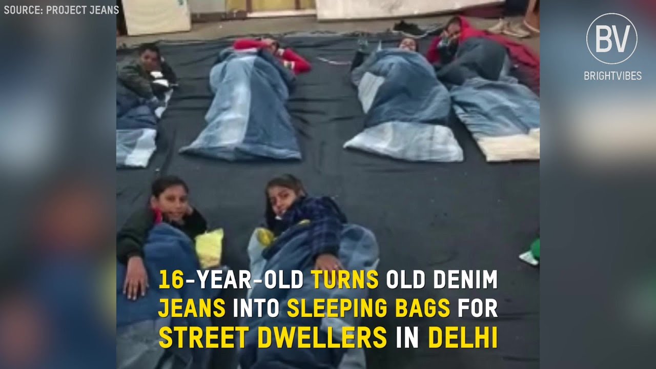 Project Jeans: 16-year-old Indian turns old jeans into sleeping bags ...