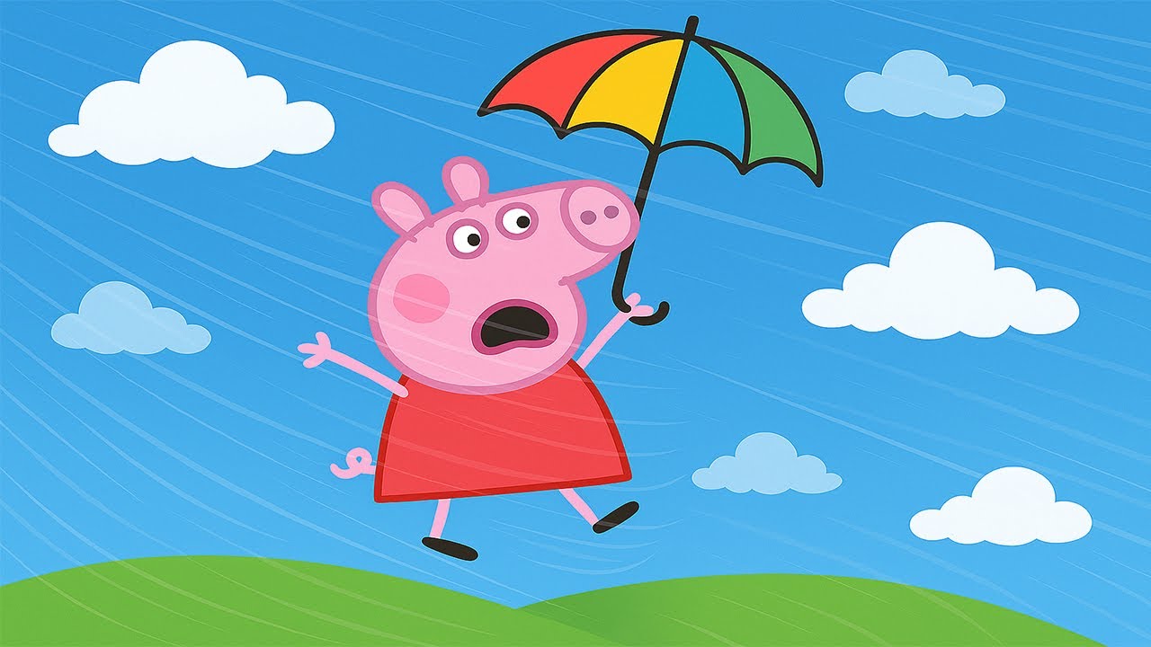 Peppa Pig’s Wild Ride In The Wind With Her Colorful Umbrella 💨🌈 | Funny ...
