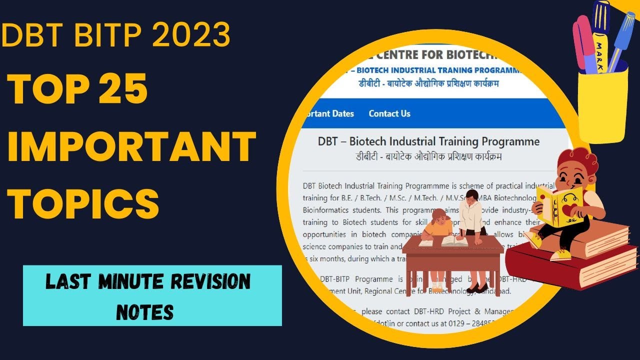 DBT BITP 2023 || LAST MINUTE REVISION NOTES || TOP 25 MUST STUDY TOPICS ...