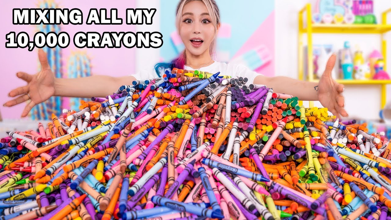 Mixing Together ALL My 10,000 Crayons Into GIANT Crayons - YouTube