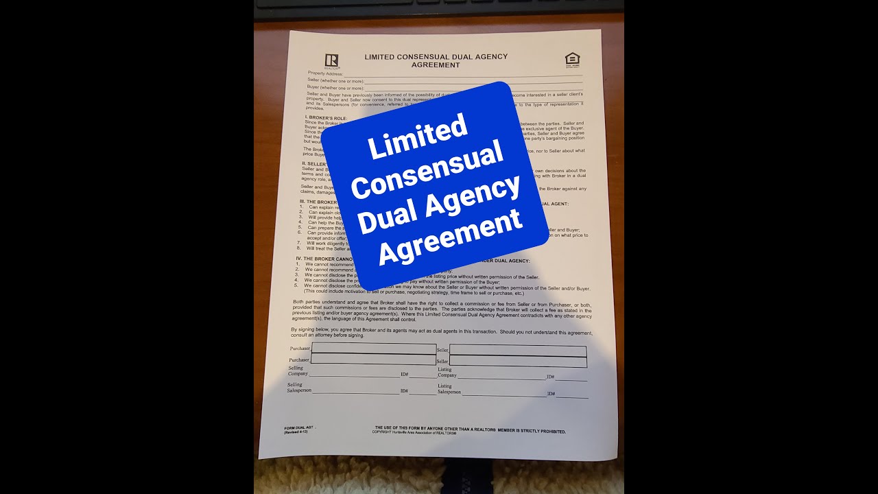 Limited Consensual Dual Agency Agreement - YouTube