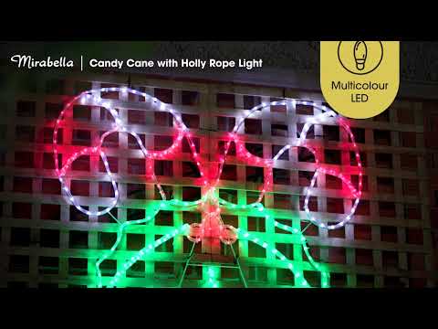 MIRABELLA CANDY CANE WITH HOLLY ROPE LIGHT
