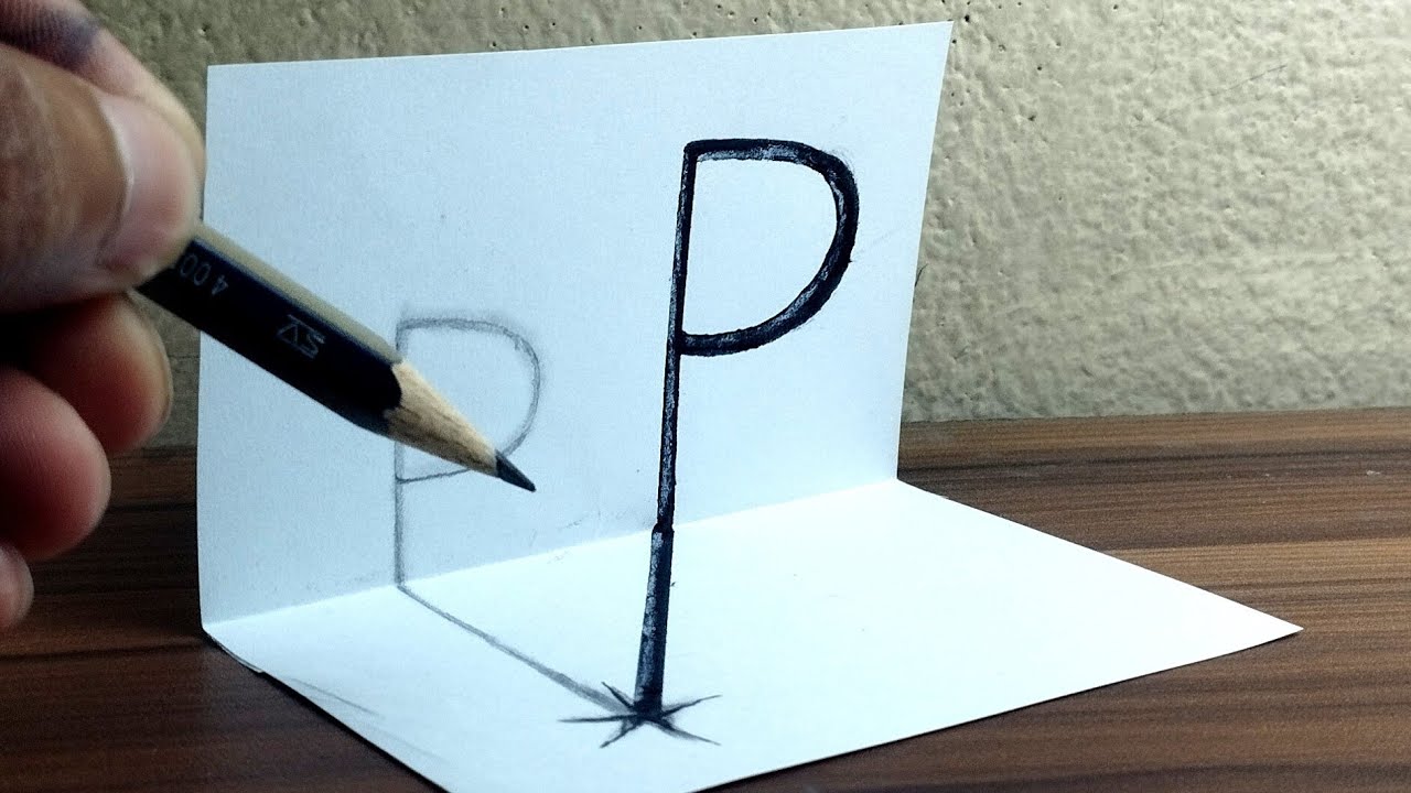 how to draw 3D floating letter P for beginners.very easy. - YouTube