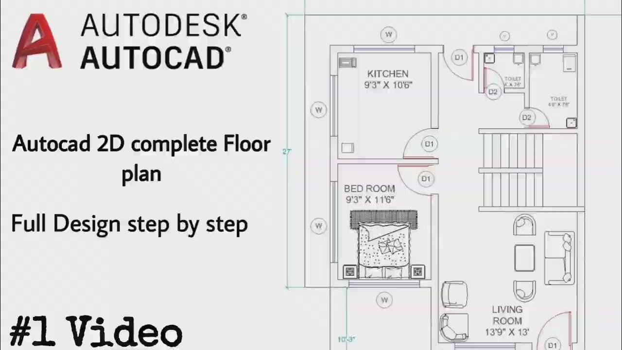 AutoCAD 2D Floor Plan Practice #1 video - YouTube