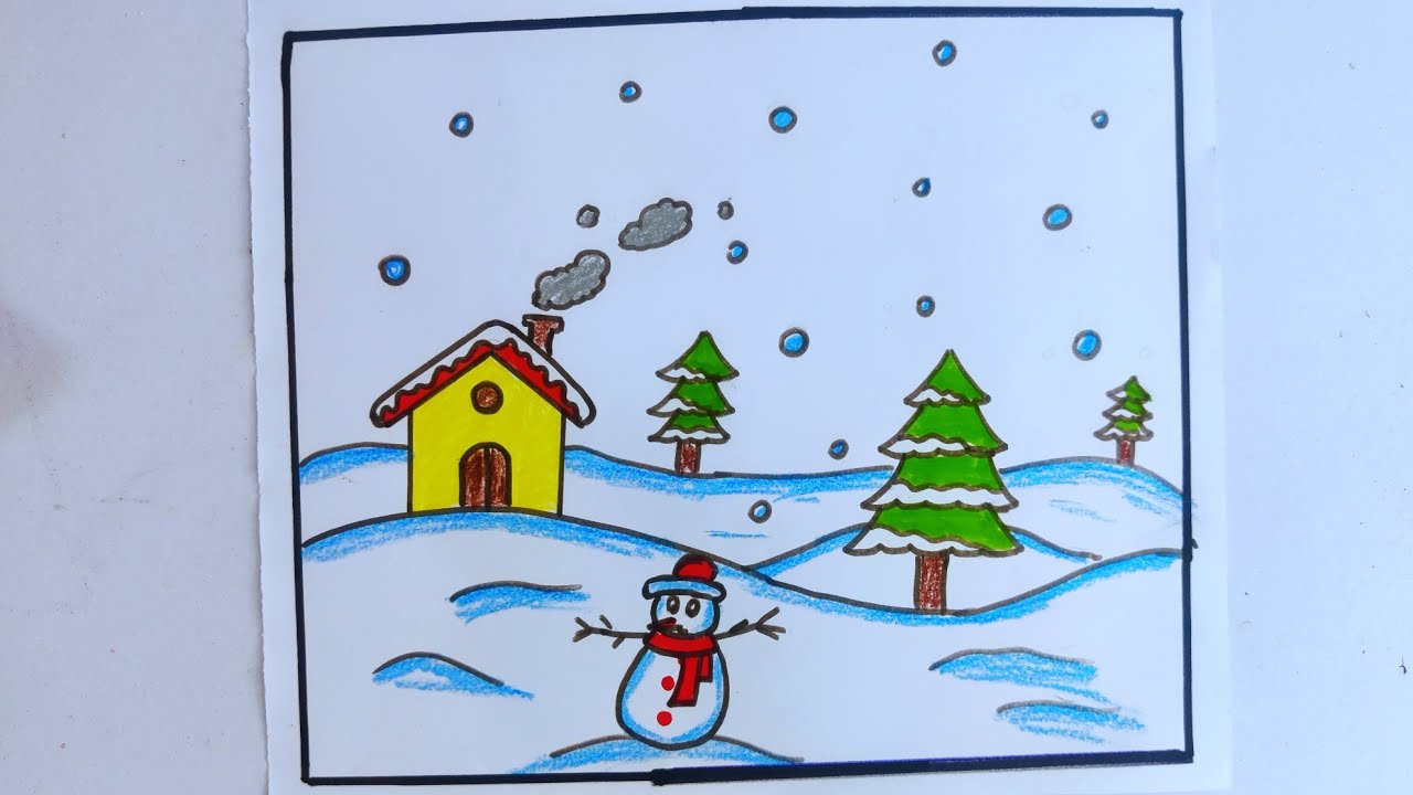 winter season drawing/winter season drawing easy steps/how to draw ...