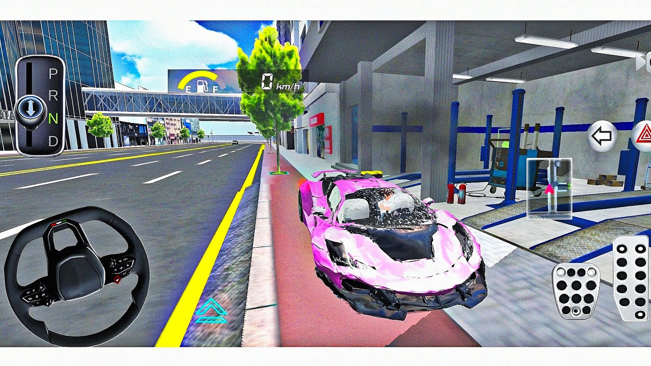 New Pink Crashed Lamborghini at Repair Shop in 3D Driving Class ...