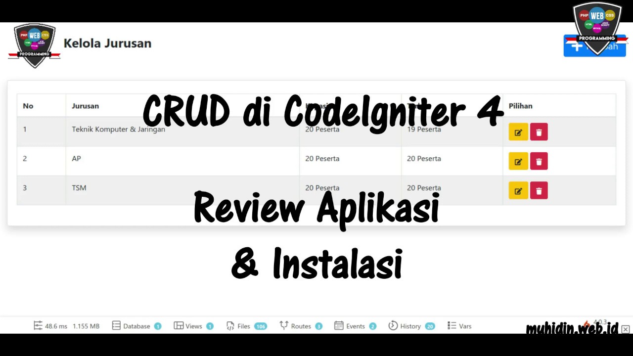 01 Review Aplikasi dan Install CodeIgniter 4 - YouTube