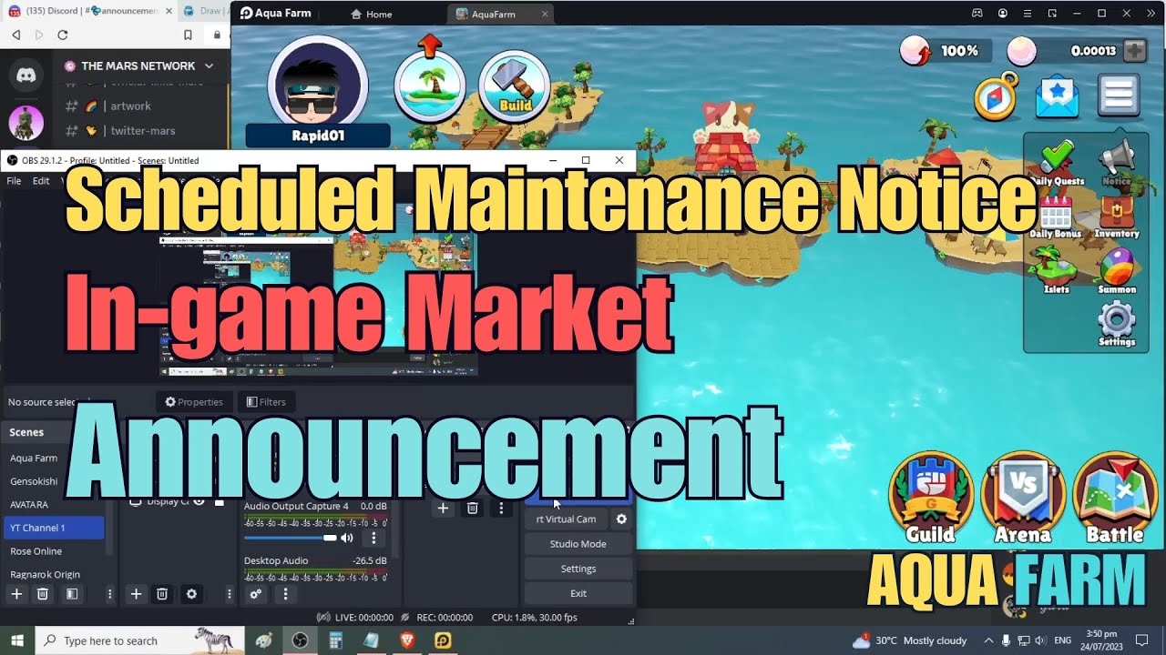 Scheduled Maintenance Notice | In-game Market | Announcement | Aqua ...