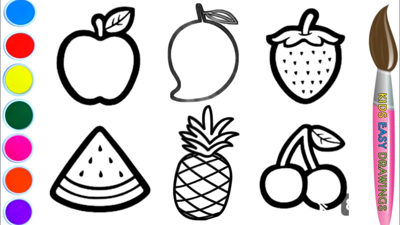 How to draw fruits||draw fruits||fruits drawing||kids easy drawings ...