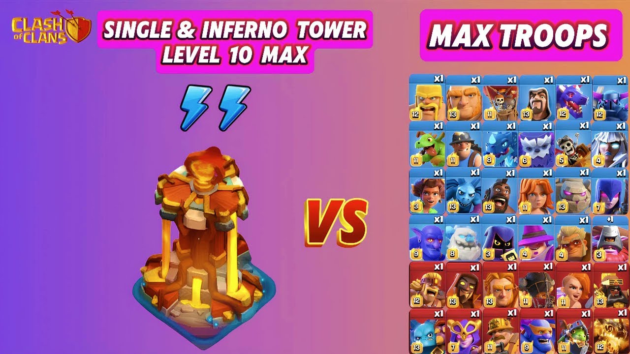 SINGLE İNFERNO TOWER vs TROOPS | Clash Of Clans - YouTube