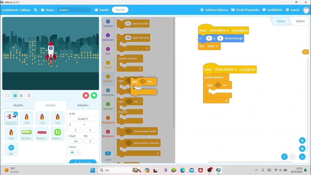 mBlock Oyun yapımı part 1 (uzay oyunu) - YouTube