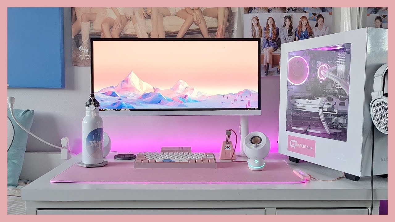 [eng] my desk setup for 2021 - white & pink aesthetic - YouTube