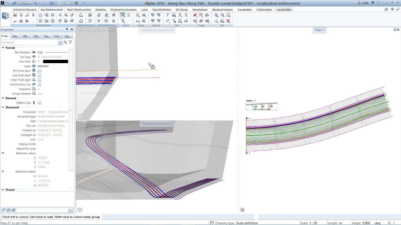 Allplan 2018 How to 042: Double curved bridge with longitudinal ...