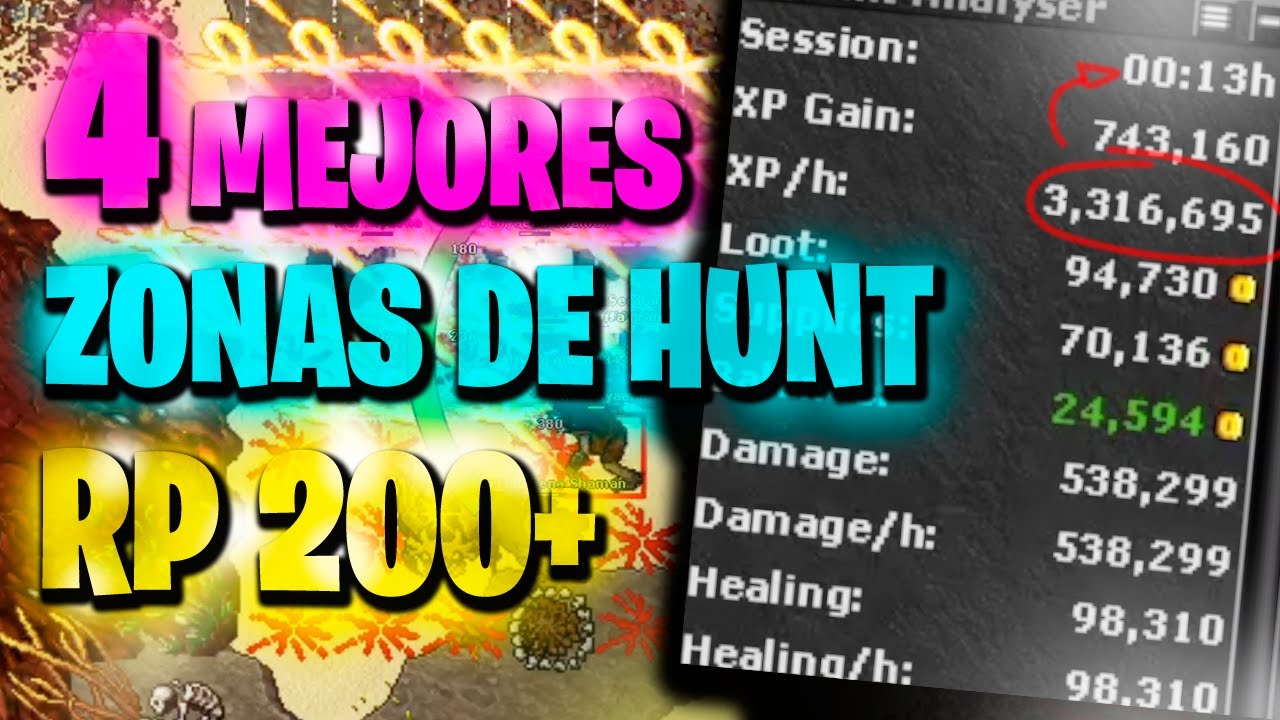 4 RESPAWNS de HUNT para RP 200+ | 3.3KK EXP/H | TIBIA en ESPAÑOL - YouTube