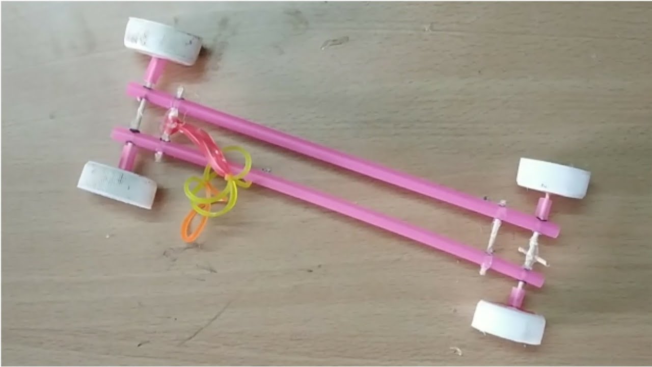 Rubber band powered car | car with straw and rubber band | activity ...