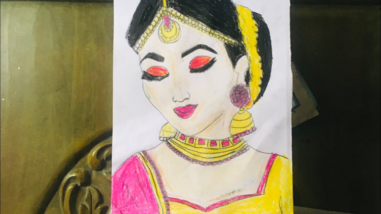 How to draw a beautiful traditional bride very easy/ girl drawing/ 👰‍♂️ ...