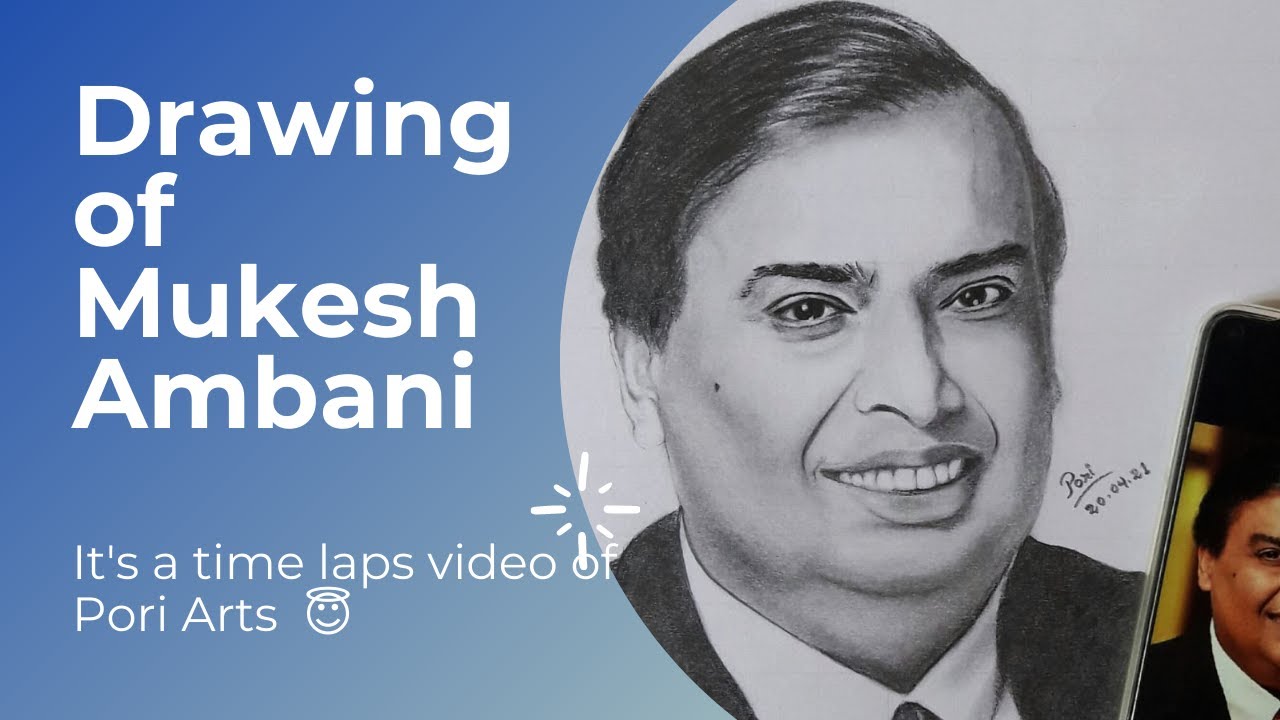 Portrait drawing of Industrialist Mukesh Ambani💐#Ambani #portrait # ...