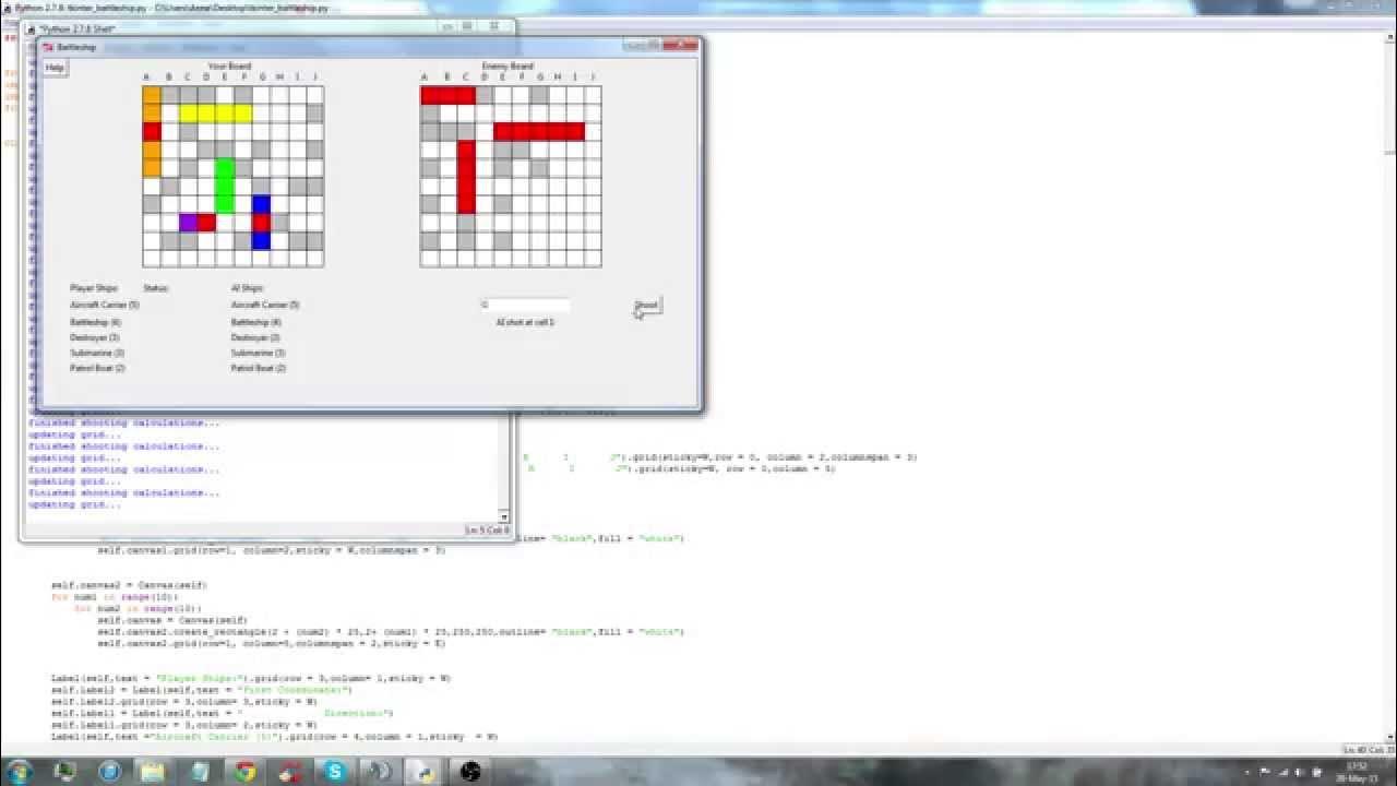 Battleship - Tkinter Based - YouTube