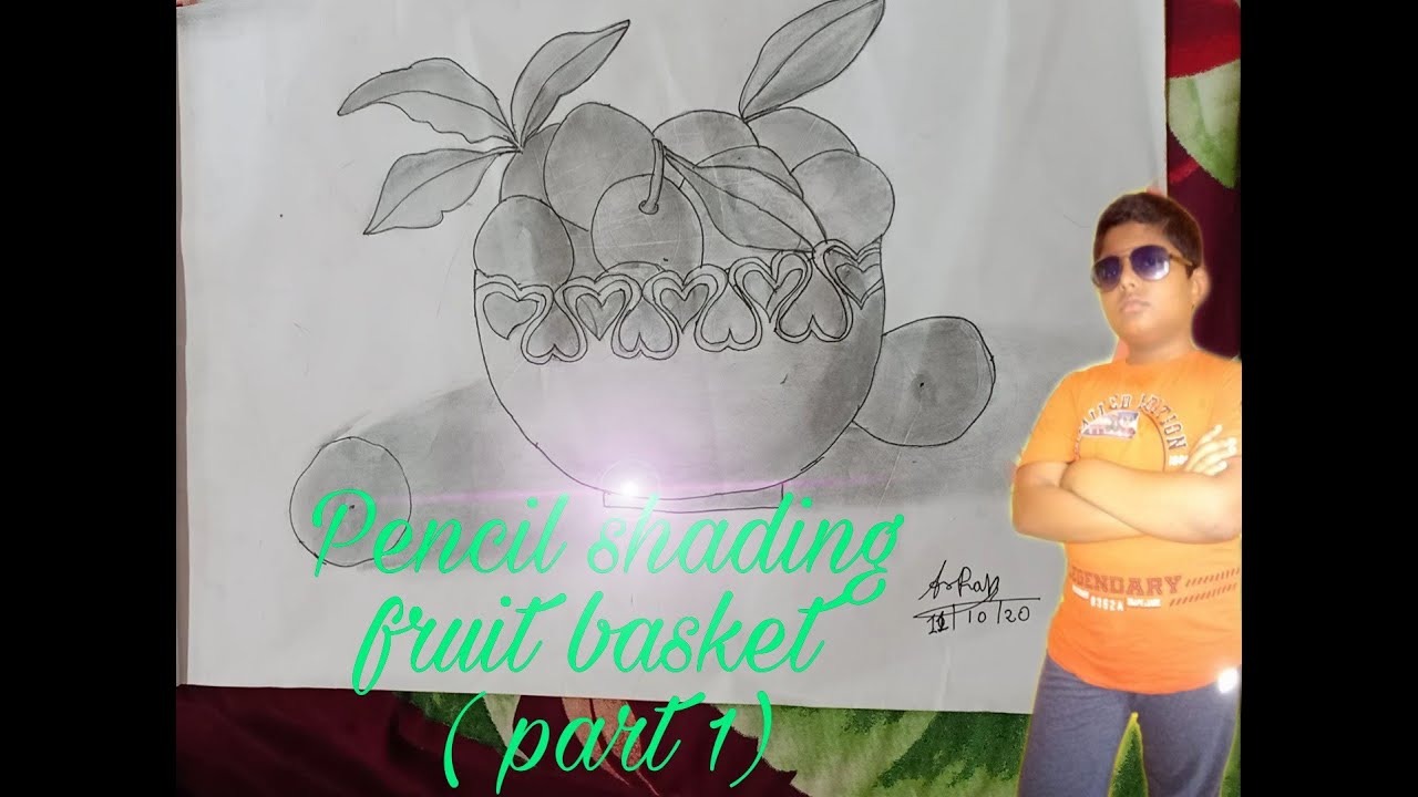 Pencil shading fruit basket ( part 1pencil sketch) - YouTube