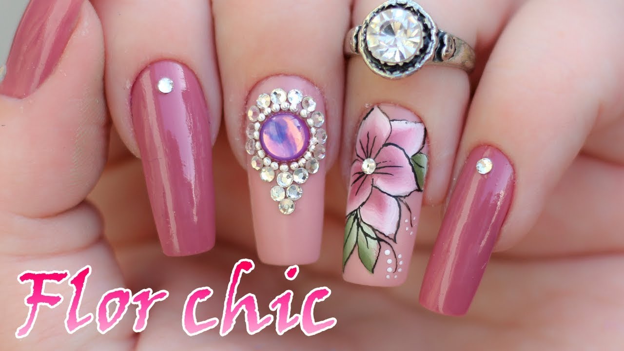 Nail Art Flor chic - Nill Art - YouTube
