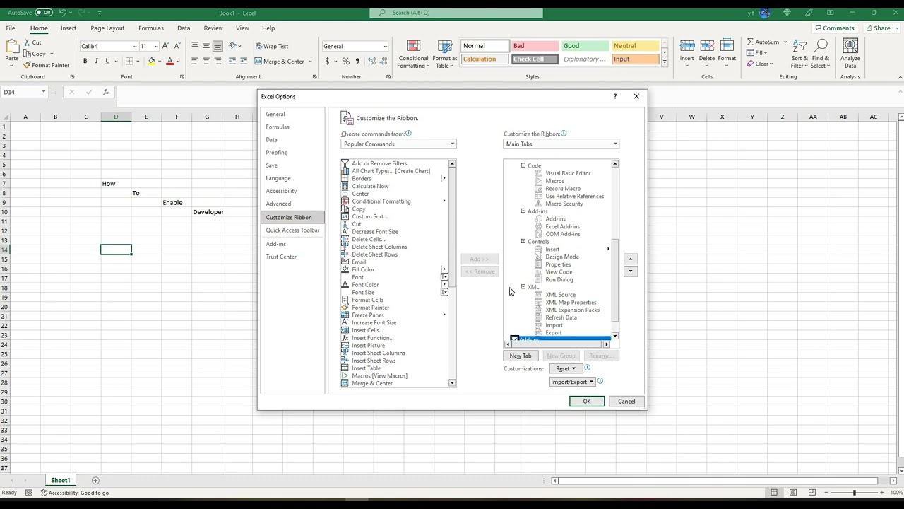 How To Enable Developer In Excel YouTube How To Enable Developer In Excel YouTube