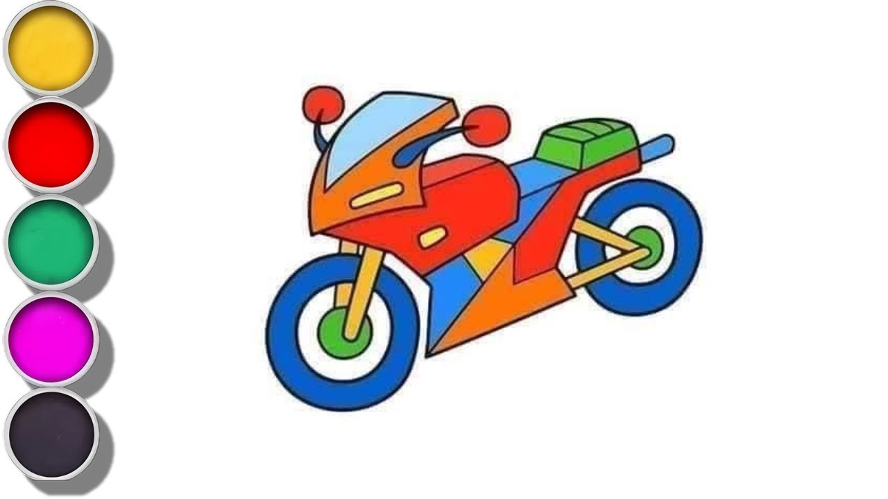 How To Draw Heavy Bike For Kids And Toddlers - YouTube