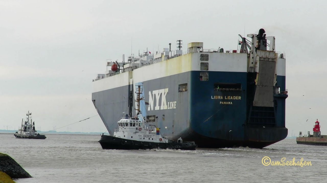 car carrier LIBRA LEADER 3FZZ8 IMO 9174490 ro ro seaship outbound Emden ...