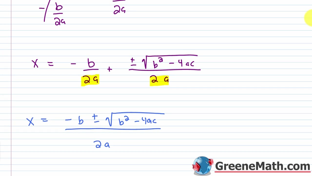 Algebra 1 Lesson #62 How to Solve Quadratic Equations Using the ...