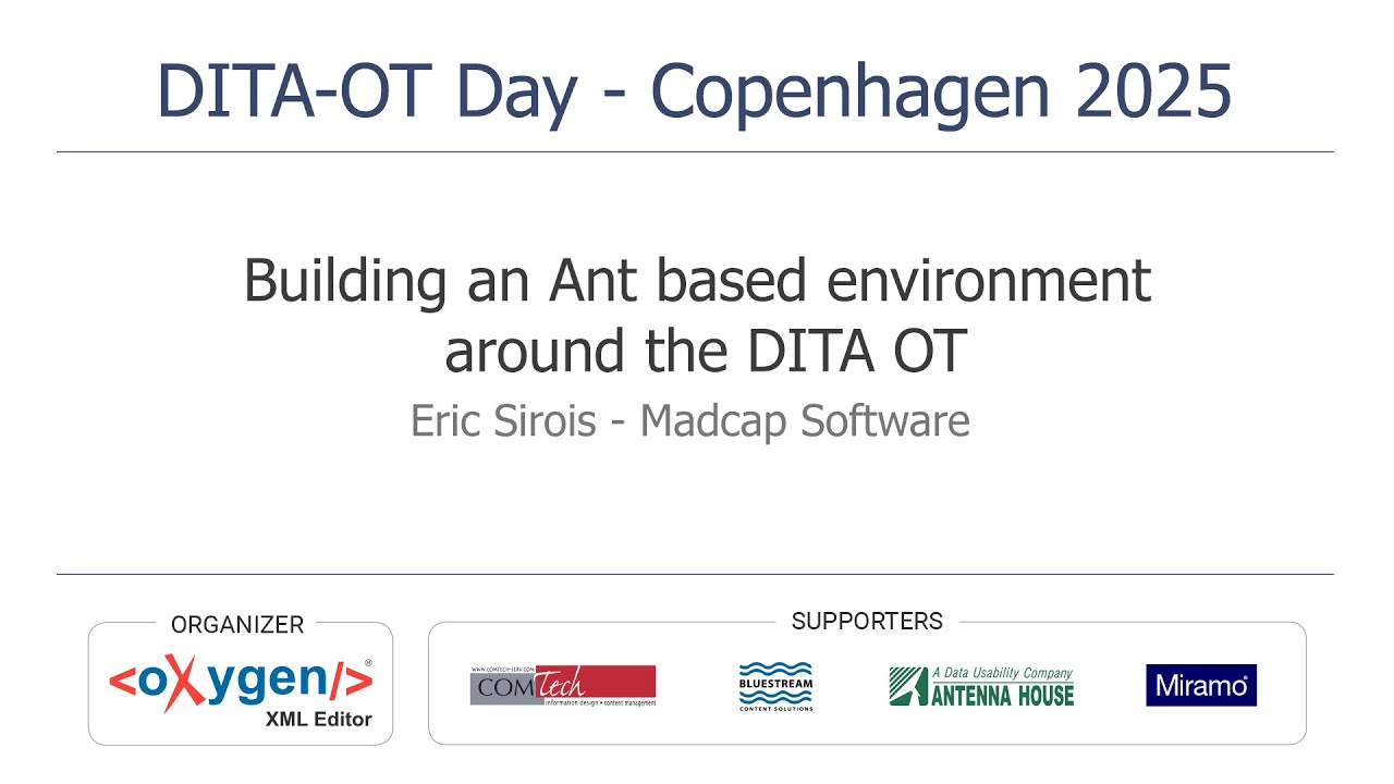 Building an Ant based environment around the DITA OT - YouTube