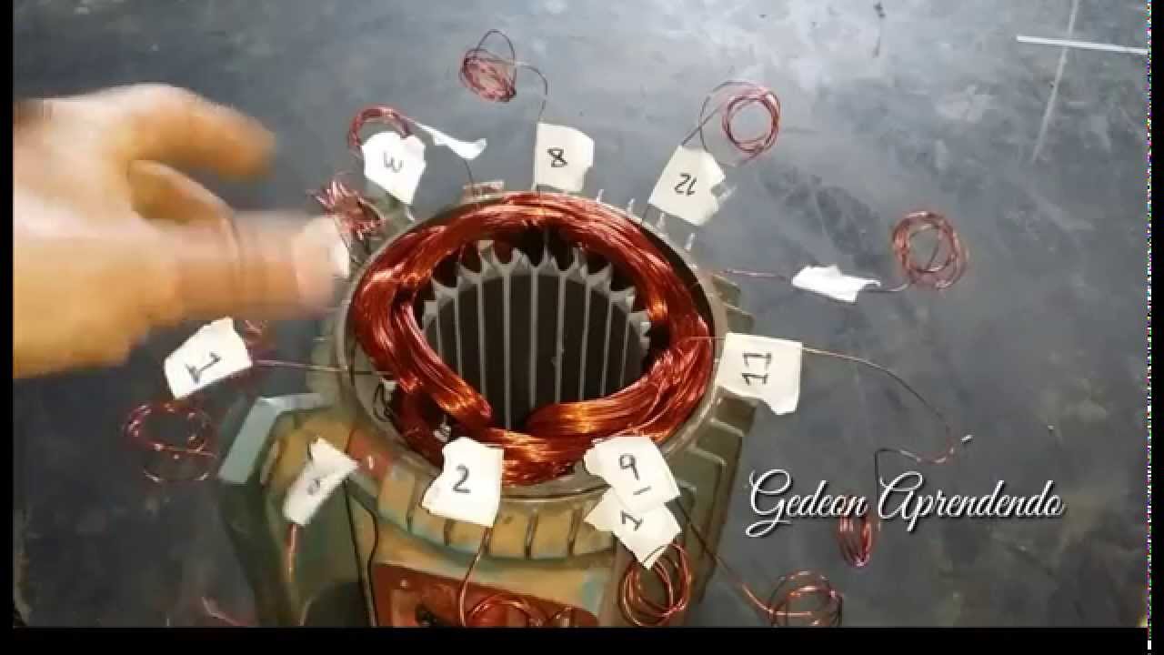 Aprendendo esquema motor 1,5 cv 4 polos 12 bobinas trifásico - YouTube
