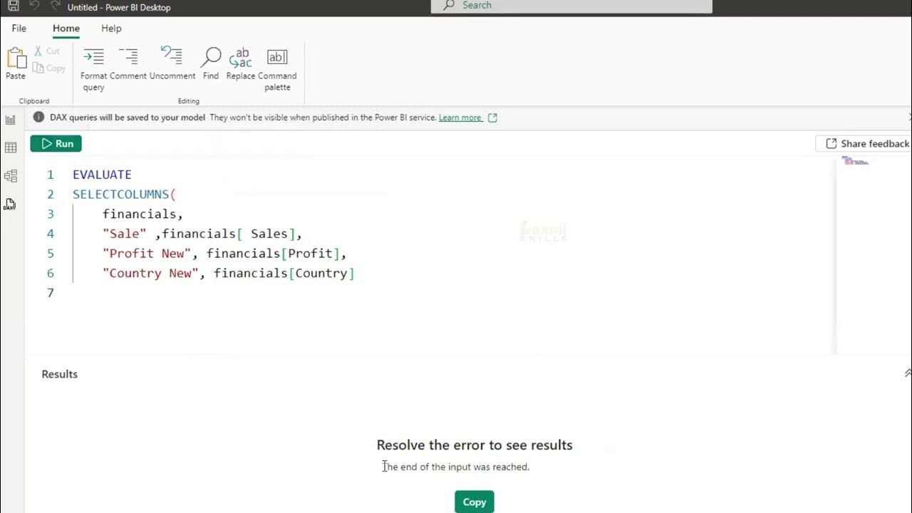 SELECTCOLUMNS Function Dax And Sql In Telugu | Power BI Telugu - YouTube