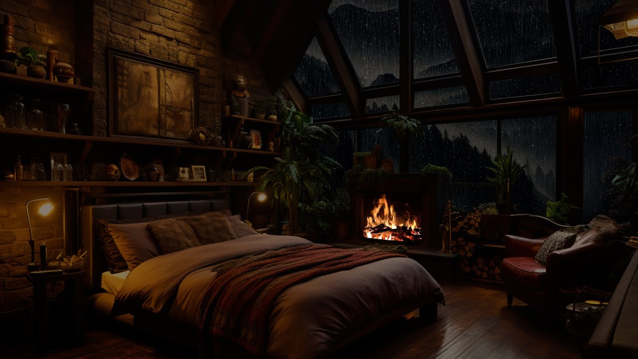 Rain Sounds For Sleeping - Rainy Night in Cozy Room Ambience with Heavy ...
