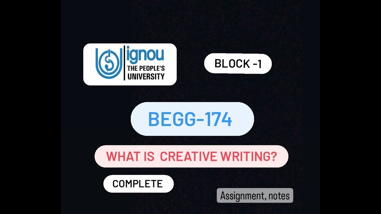 IGNOU | Begg174 | Block-1 | Unit-1| What is creative writing ||| #ignou | ss study point - YouTube