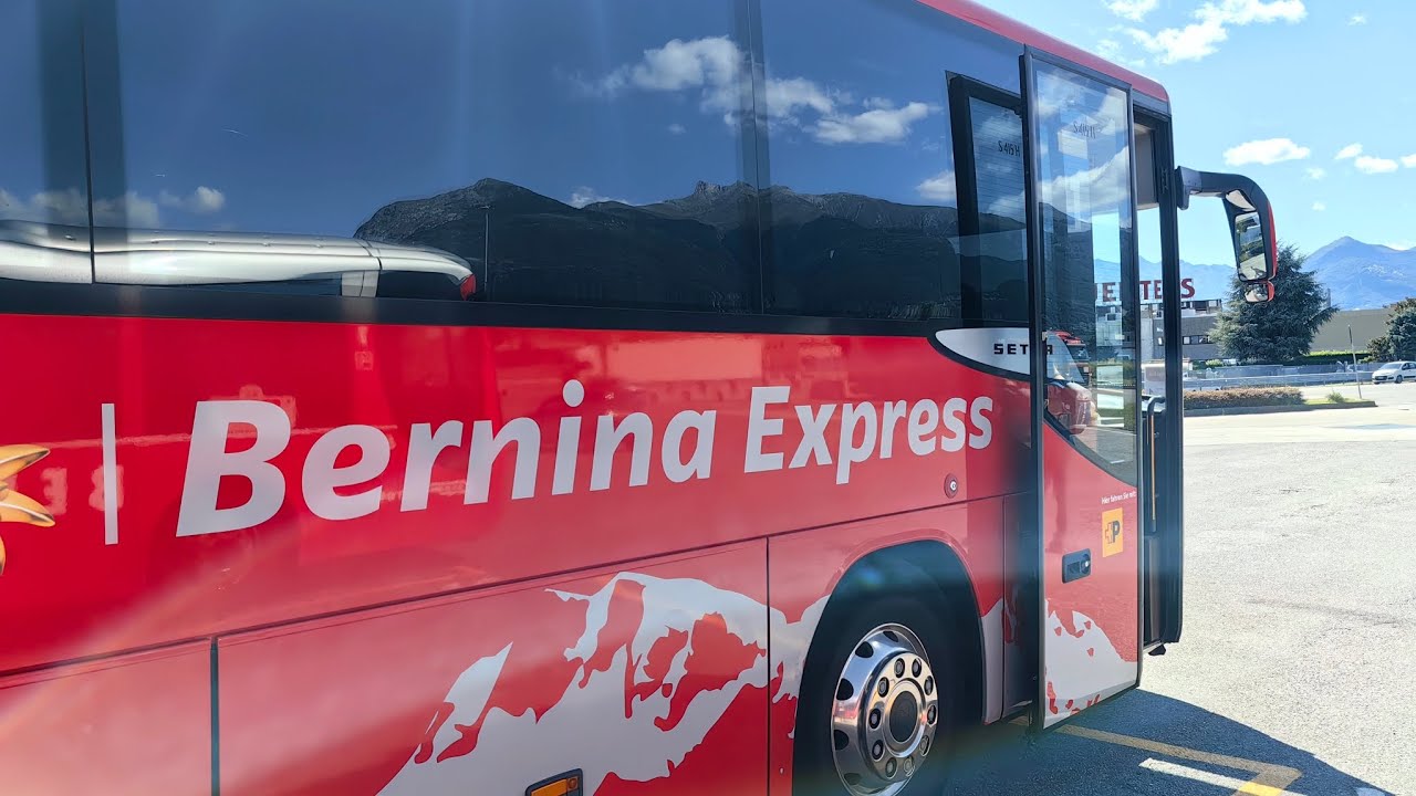 Bernina express connecting train to bus from Tirano to Lugano - YouTube