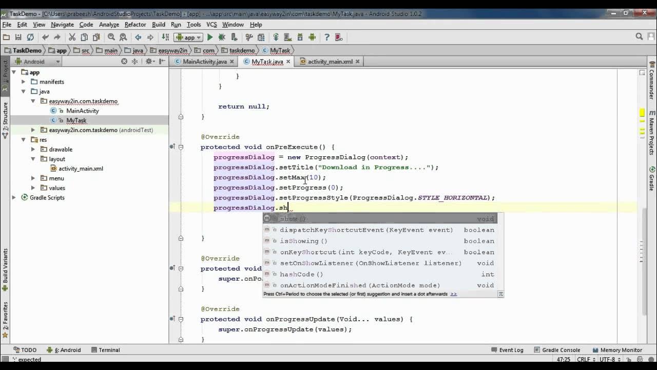 Android Studio Tutorial 65 AsyncTask Example - YouTube