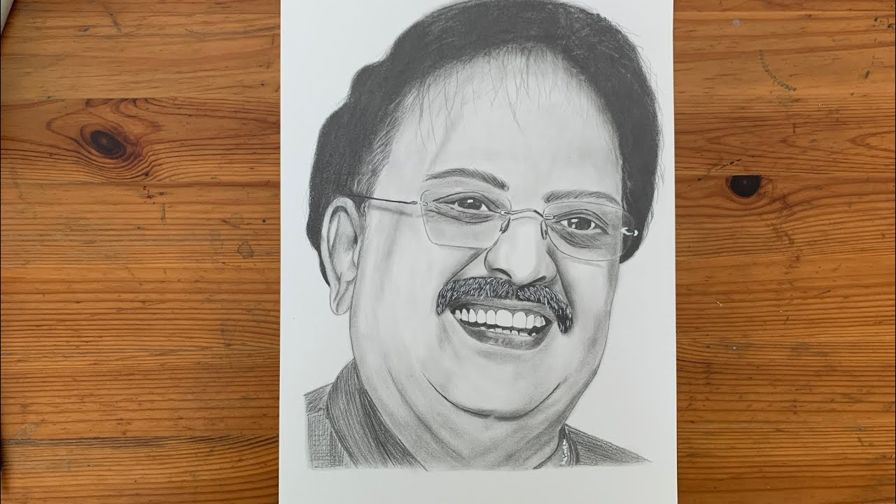 Realistic Drawing of Singer SPB || SP Bala Subramanium Sketch ...