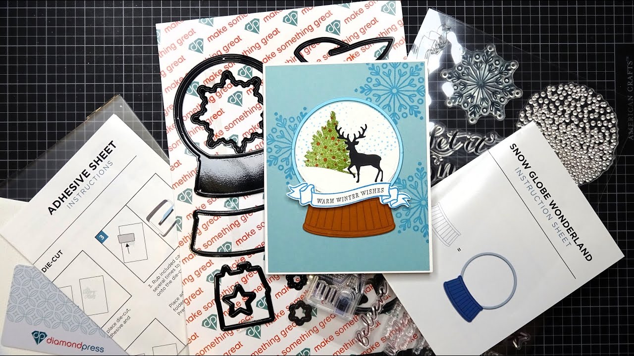 Diamond Press "Snow Globe Wonderland" Stamps and Dies Review Tutorial ...