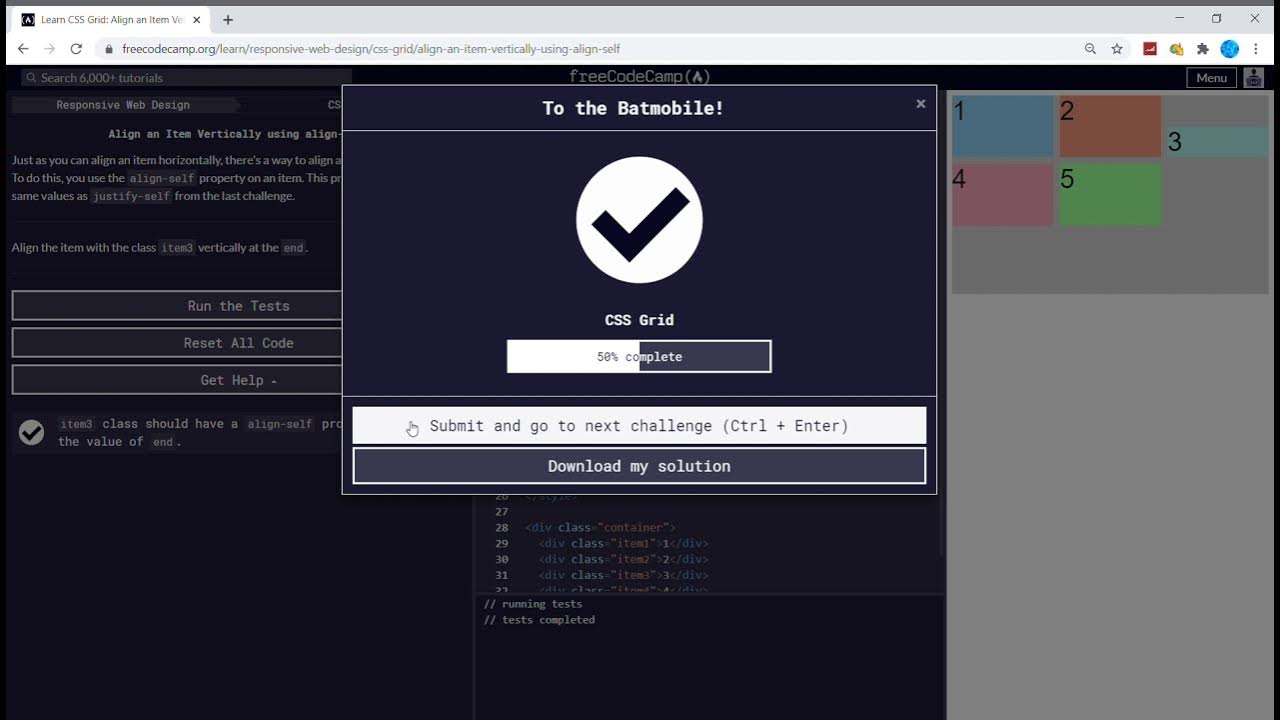 CSS Grid (11/22) | Align an Item Vertically using align-self | freeCodeCamp - YouTube