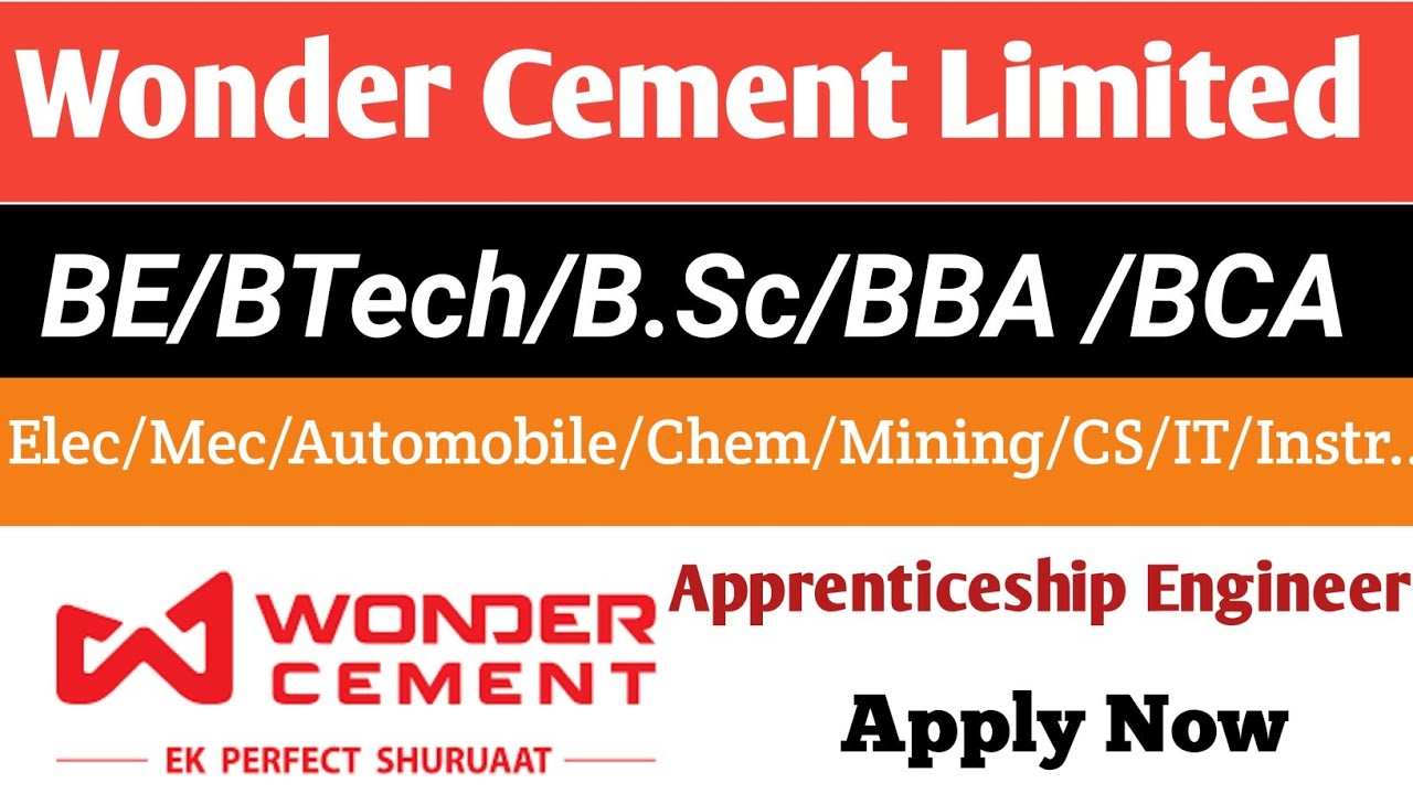 Wonder Cement Ltd Hiring Electrical Mechanical CS IT Engineer Fresher's ...
