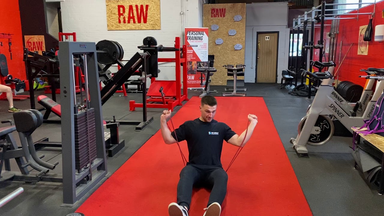 Seated banded overhead press - YouTube