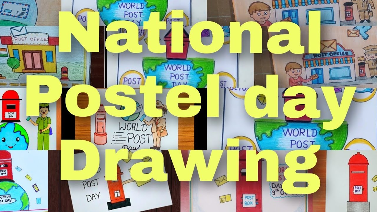 National Post Day Drawing | World Postal Day poster drawing | Postal ...