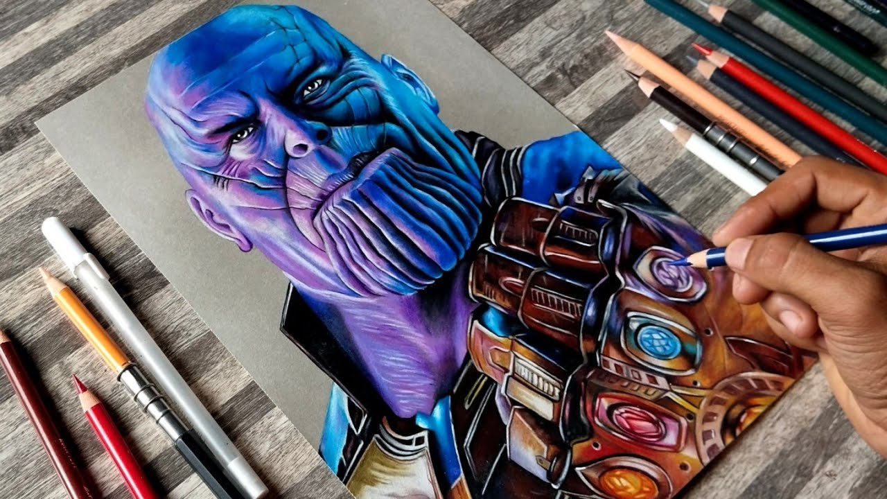 Thanos : Avengers endgame drawing - realistic step by step | time lapse ...