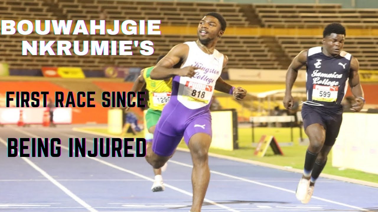 Bouwahjgie Nkrumie’s First Race since being injured at the CARIFTA ...