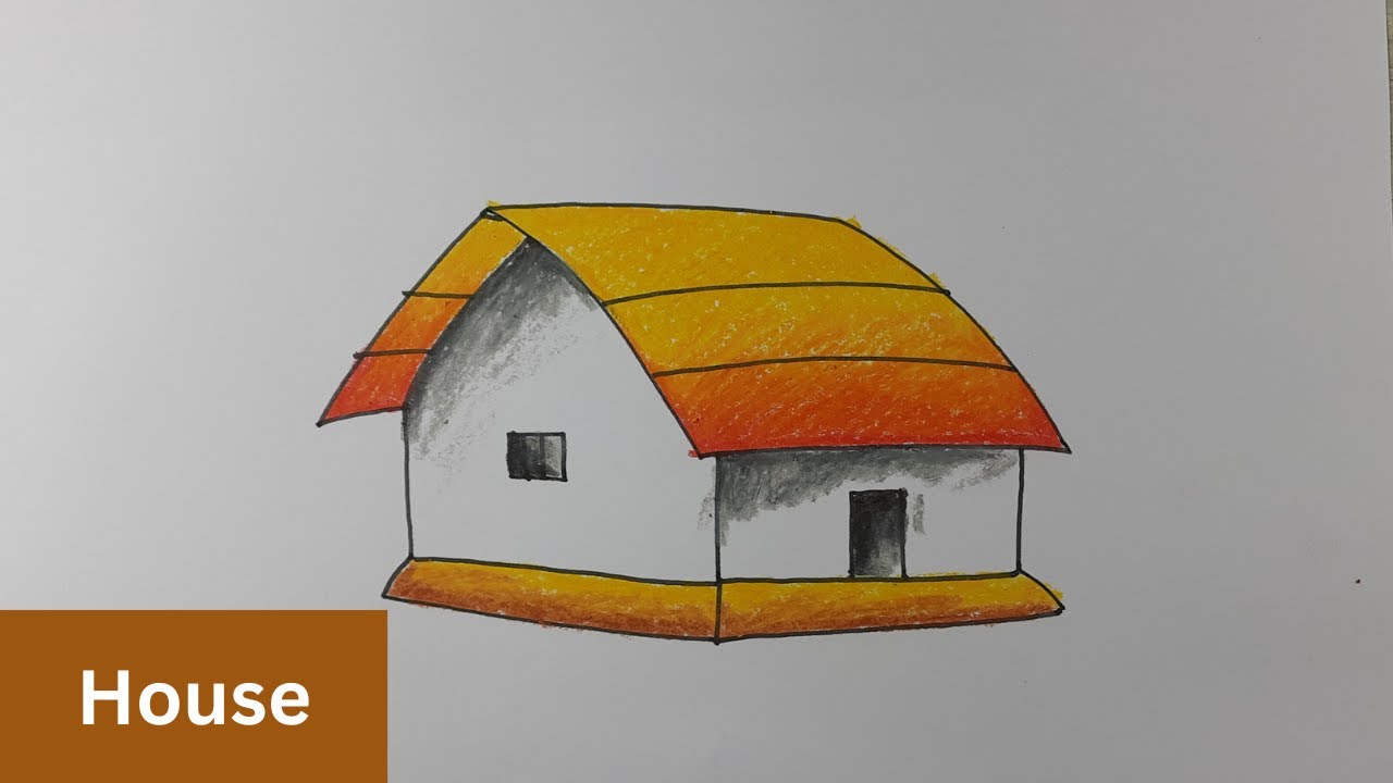 Simple house painting for kids/ House drawing tutorial/ How to draw ...