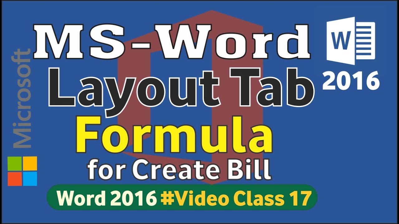 Create Small Bill by Formula Option (Table Layout Tab) Microsoft Office ...