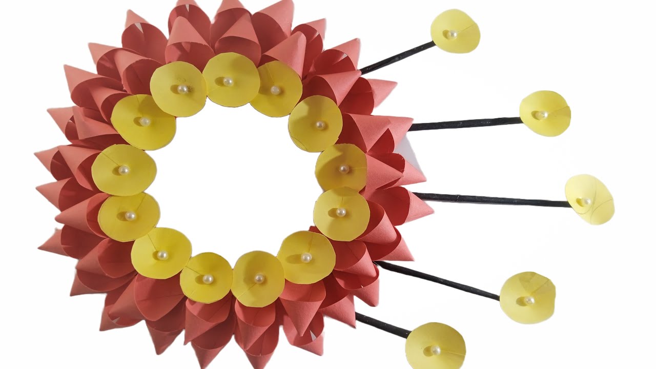 Paper flower wall hanging craft ideas &/ for Home decoration &paper ka ...